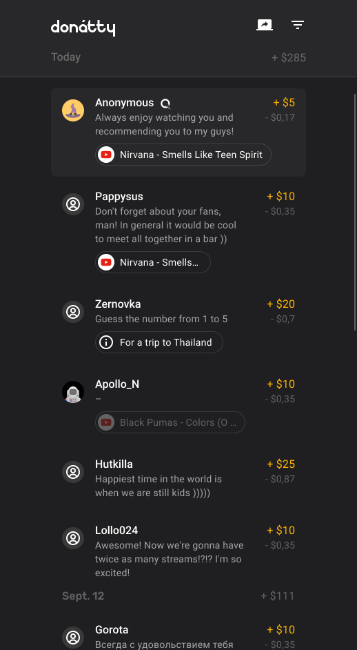 Streamer donation platform | Donatty